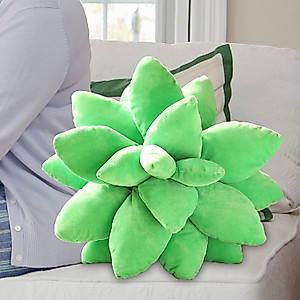 Cute Succulents Pillow for 3D Throw Pillows, for Garden or Green Lovers Baby Green Plant Throw Pillows for Bedroom Room Home Decoration Novelty Plush Cushion,Cactus Plush Home Decor (Light green)
