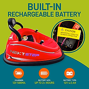 Electric Bumper Car for Kids - 12V Rechargeable Battery Powered Ride On Vehicle for Toddlers w/ 2 Driving Modes, Safety Belt, Remote Control, LED Lights, 360 Degree Spin, Dual Joystick (Red)