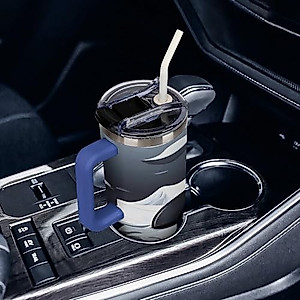 LLUTSNTH 40 Oz Vacuum Tumbler with Deep Blue Handle Leakproof Insulated Tumbler Seals on Ice Stainless Steel Travel Mug with Lid And Straw Coffee Cup Cute Water Bottles Cup Holder Friendly