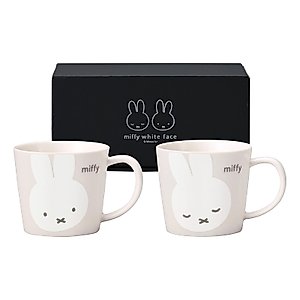 Kaneshotouki 288750 Dick Bruna Miffy Pair Mug, Mug, Size M, Approx. 9.5 fl oz (280 ml), Set of 2, Miffy White Face, Made in Japan