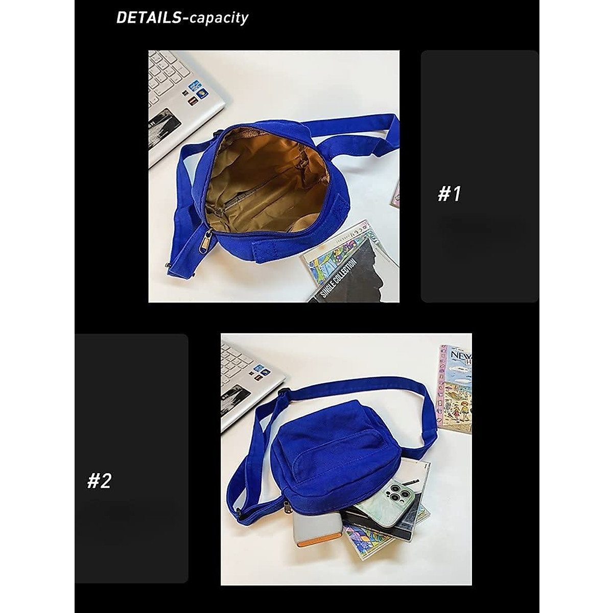 RICHTRUE Canvas Purse Small Crossbody Bag Mens Bag Purses for Women Crossbody Bag Aesthetic Purse Grunge Bag (Purple)