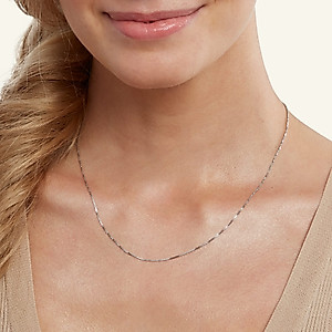 Matoa Solid 925 Sterling Silver Italian 1mm Box Chain Necklace for Women, Super Thin & Strong Necklace Chain 22 Inch