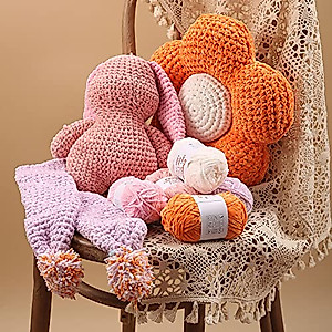 2PCS Soft Chenille Yarn Blanket Yarn,Velvet Yarn for Knitting,Fancy Yarn for Crochet,Crochet Yarn for Sweater/Hat/Blankets/DIY Craft(Orange)