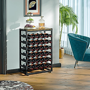 YOLEO Wine Rack Free Standing 6-Tier 30 Bottles Wine Holder Display Storage Shelves with Metal Frame and Table Top for Home, Kitchen, Pantry, Wine Cellar (L23.22x W11.81x H34.65 inches)