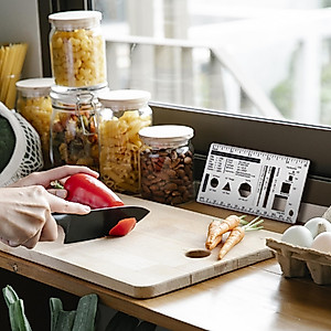 UPTTHOW 2Pcs Culinary Ruler Acrylic Mini Cutting Reference Template Cooking Measurement for Food Essential Kitchen Tool with Weight Temperature Baking Conversion Chart for Beginner and Chef (5 * 3")