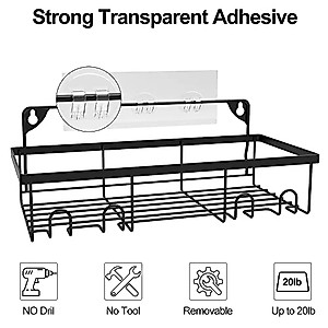 Kalawen Shower Caddy, Shower Shelf for Inside Shower with Hooks, 4 Pack Stainless Steel No Drilling Adhesive Shower Organizer with Soap Holder and Towel Holder