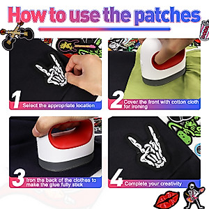 Meneng Embroidered Patches Iron-on Appliques: 30pcs Assorted Cool Punk Embroidery Sew-on Patch for Jackets Clothing