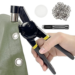 HAPDEN Grommet Tool Kit, 3/8 inch Handheld Eyelet Kit Manual Grommet Press Machine with 500 pcs 10 mm Grommets