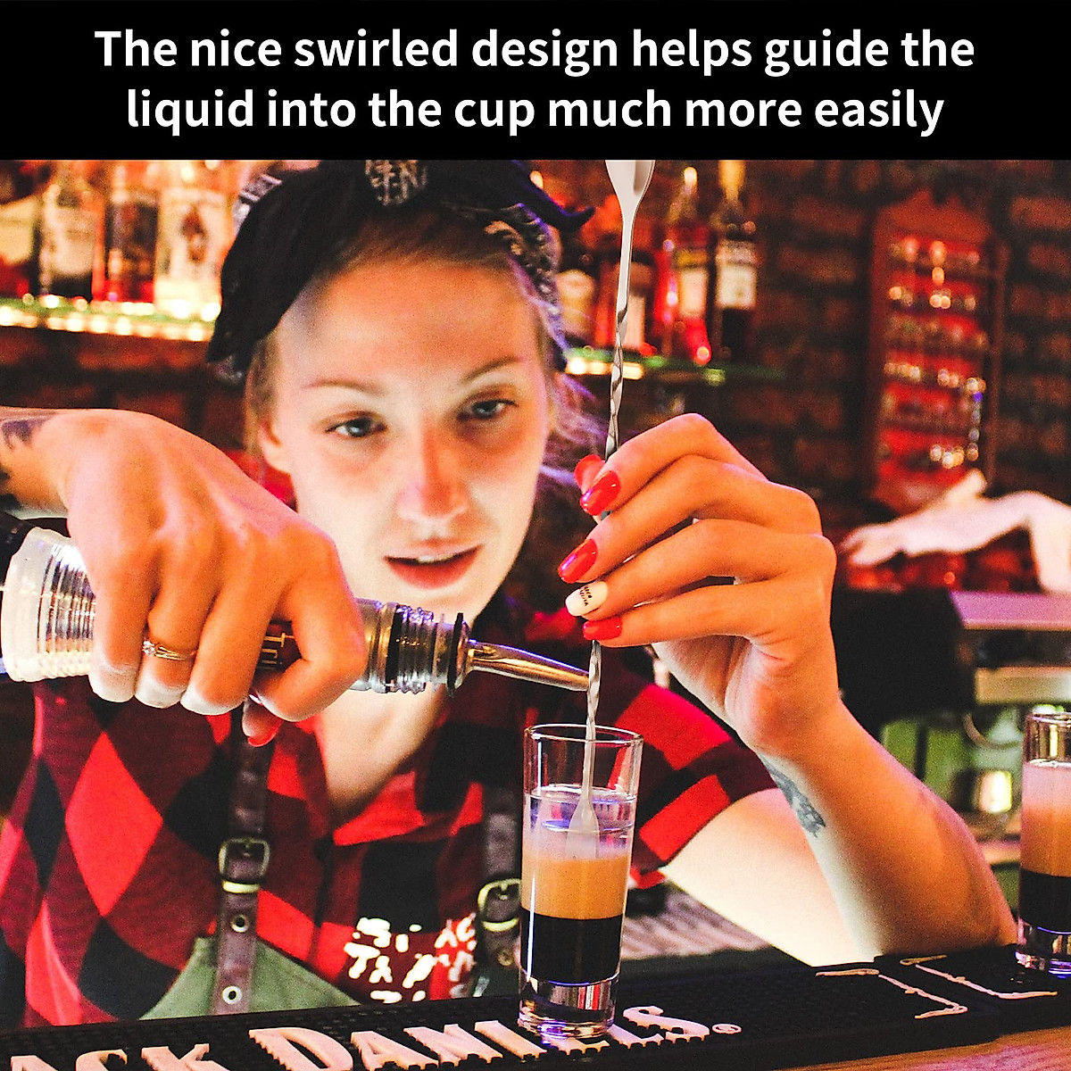 Bar Spoon Cocktail Mixing Spoon - Cuttte 2pcs Cocktail Spoon Long Handle 12.7 Inches, Stainless Steel Drink Stirrers Cocktail Stirrer with Trident Tip, Long Stirring Spoons Bar Mixing Spoons