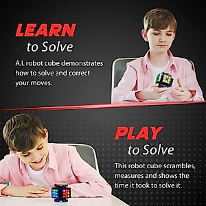 eX-Mars AI Robot Cube & Smart Cube, Self Scrambling STEM Cube with 10 Puzzle Types | Self Solving Speed Cube, Plays Music | Unique Stem Toys for Boys & Girls | Fidget Toys for Adults Anxiety