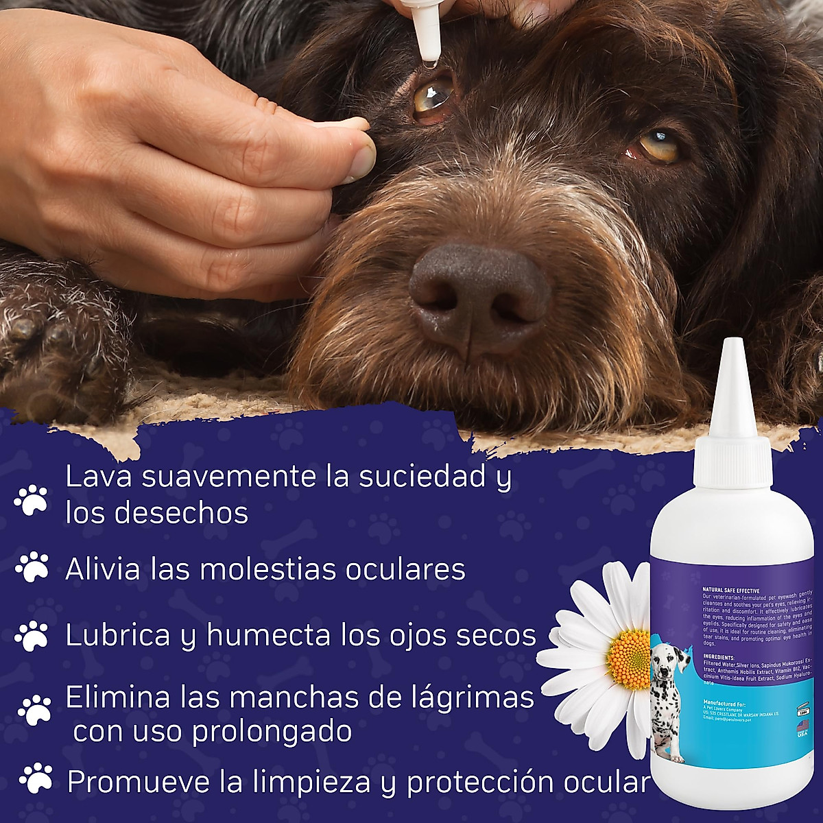 Spanielbuns Dog Eye Drops 200ml,All Natural Ingredients Eye Wash for Dogs and Cats, Cleanses Tear Stains,Goop Mucus, Improves Allergy Symptoms and Dry Eyes