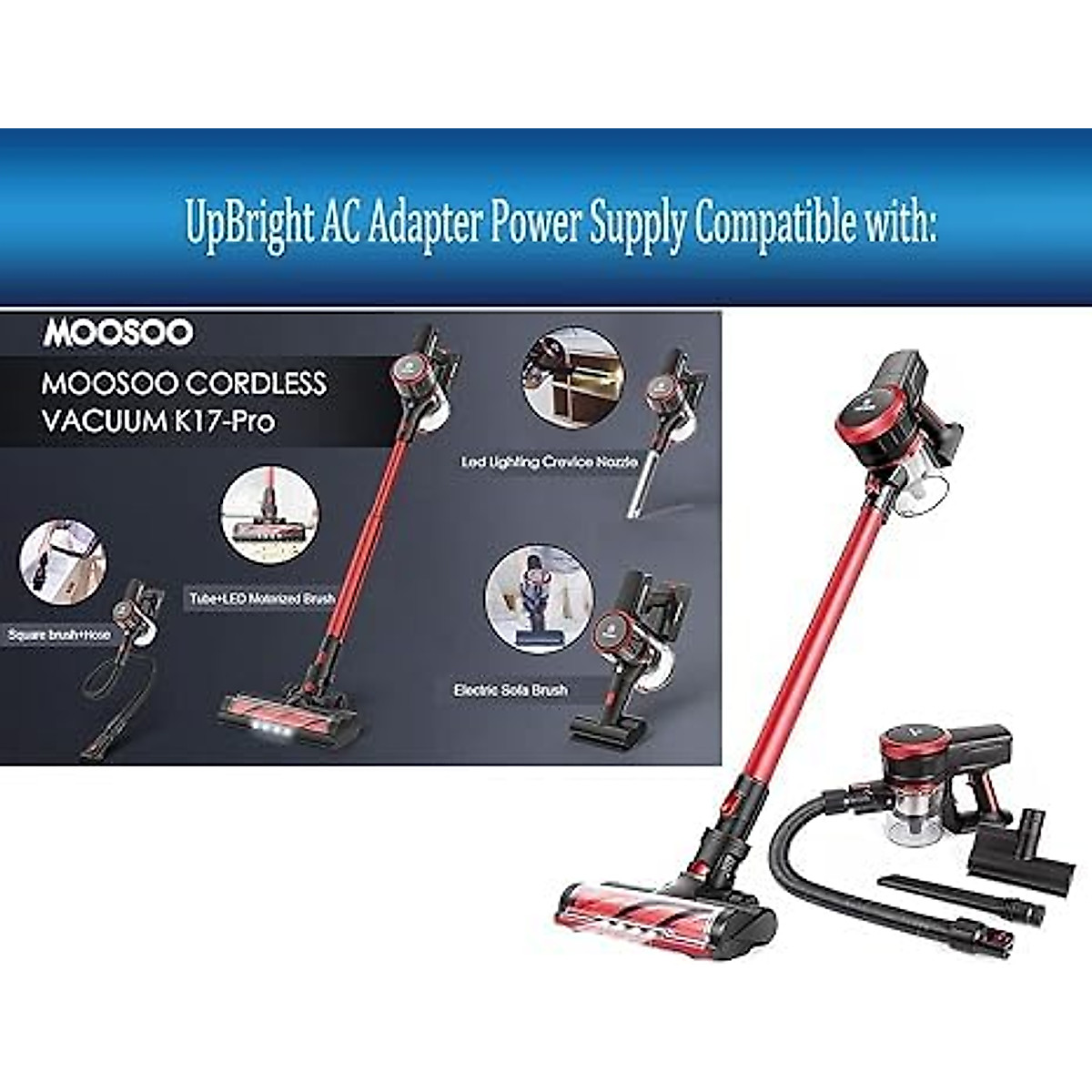 UpBright 26V AC/DC Adapter Compatible with MOOSOO X6 XL-618 XL-618A XL618A K17 Pro K17Pro VC01 M8 M24 22.2V 22V Li-ion Battery Cordless Vacuum Cleaner Vac VACX6 S012A2600400U Power Supply Cord Charger