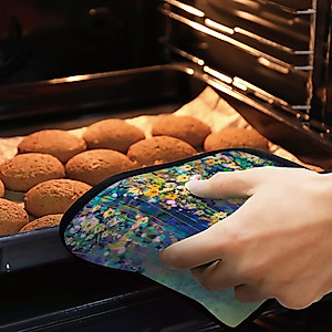 Abstract Floral Watercolor Painting Pot Holders Set of 2 Kitchen Heat Resistant Potholder for Microwave Cooking Baking Oven End Dishes and BBQ