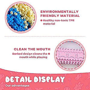 BAEJMJK 5 Pack Puppy Teething Toys Cute Pink Dog Chew Toys for Small Dogs Soft Rubber Puppy Toys Set Plush Squeaky Dog Toys for Cleaning Teeth Interactive Pet Doggy Bone Toys