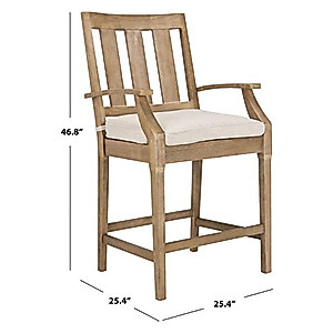 Safavieh Couture Patio Collection San Salvador Natural and White 25-inch Bar Stool (Set of 2)