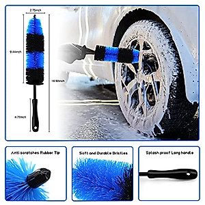Titeney 10 Pieces Car Cleaning Tools Kit, Auto Wheel Detailing Brush Set Including Long Handle Wheel Brush, Short Handle Brush, Detailing Brush, Air Outlet Brush, Car Wash Mitt and Towel…
