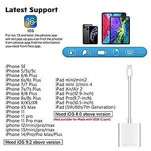 SUNTRSI USB Camera Adapter, USB Female OTG Adapter for iPhone iPad, Portable USB Adapter for iPhone with Charging Port, No Application, Plug and Play