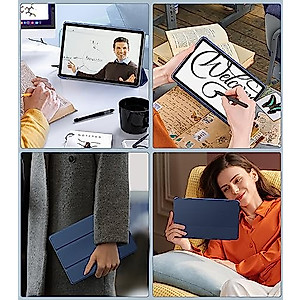 MoKo Case Fits Amazon Kindle Fire Max 11 Tablet (13th Gen, 2023 Release) 11" - Slim PU Leather Trifold Stand Cover for Kindle Fire 11 Tablet Colored Hard Back Shell with Auto Wake/Sleep, Navy Blue