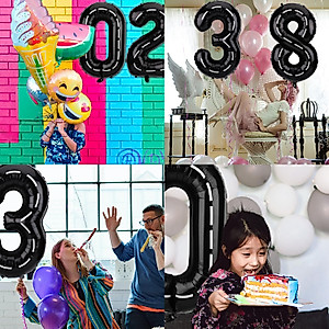 Race Car Balloon Number, 40 Inches Large Black Racetrack Number Balloon Race Car Birthday Balloons Race Car Theme Party Decorations for Boys' Birthday Party Baby Shower(4)