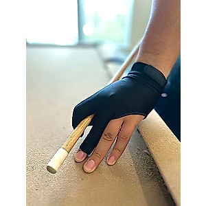 Guantes Pool Professional Breathable Billiard Glove, Quick Dry, Snooker Cue Sport for Left Hand (Black)