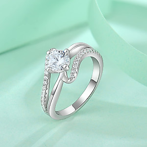 Blaniy Promise Rings 925 Sterling Silver 6mm Round Cut Engagement Ring Wedding Eternity Anniversary Ring Simulated Diamond April Birthstone Jewelry for Women Size 8