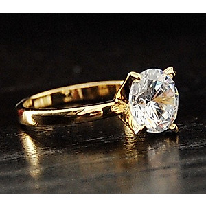 Metal Masters Gold Tone Over Sterling Silver 925 2 Carat Round Brilliant Cubic Zirconia CZ Wedding Engagement Ring 5