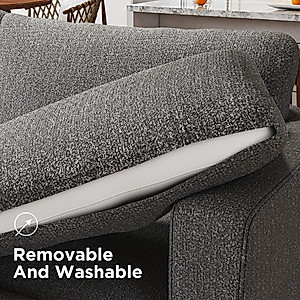 HONBAY Modular Sectional Sofa with Storage, U Shaped Convertable Sectional Couch with Wide Chaise, Deep Seat Modular Sectional Sofa with Ottoman, Dark Grey