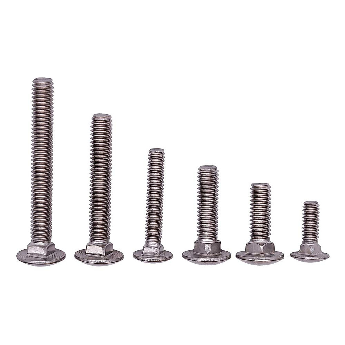 1/4-20 x 1-1/4" Carriage Bolts, 304 (18/8) Stainless Steel Carriage Screws, Round Domed Head Square Neck, Grade A2-70, Full Thread, Coarse Thread UNC, 25 PCS