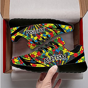 vogiant Autism Puzzle Shoes for Men Women Tennis Shoes Walking Running Sneakers Autism Awareness Shoes Gifts for Teacher,Size 9.5