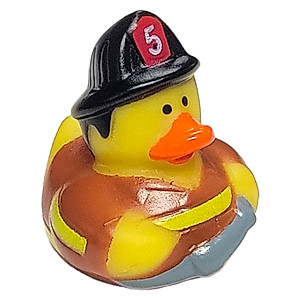 AMERICAN WIT Firefighter Rubber Ducks (2") Standard Size. (12 Pack) Cute Duck Bath Tub Pool Toys