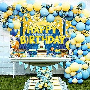 Yellow Cartoon Birthday Backdrop Cowboy Banana Balloon Photo Background Boy Child Happy Birthday Party Supplies Baby Shower Cake Table Decoration Backdrop 7x5FT
