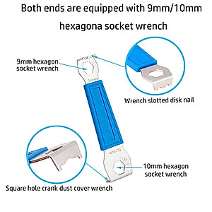 Bicycle Chain Ring Bolts Wrench, Chain Bolt Spanner for Mountain Bike, 9/10mm Chainring Fixed Wrench Bicycle Repair Tool Bicycle Crank Spanner Wrench Tool
