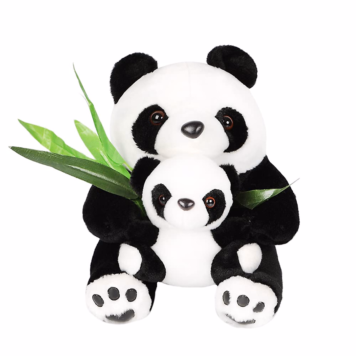 AIXINI 10" Plush Panda Stuffed Animals with Panda Baby Soft Toy, Native Mom & Baby Plush Bamboo Panda
