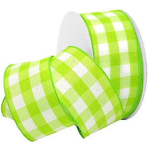 Morex Ribbon Gingham Style 1/2 inch by 50 Yards, Lime