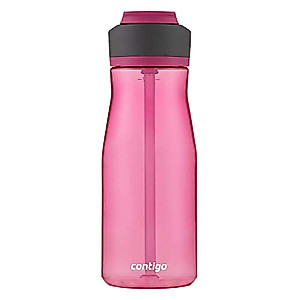 Contigo Ashland 2.0 Leak-Proof Water Bottle with Lid Lock and Angled Straw, Dishwasher Safe Water Bottle with Interchangeable Lid, 32oz Dragon Fruit