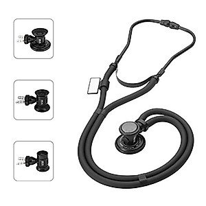 MDF Sprague Rappaport Dual Head Stethoscope with Adult, Pediatric, Infant Convertible chestpiece - All Black (MDF767-BO)