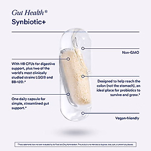 Ritual Synbiotic+ : Probiotic, Prebiotic, Postbiotic, 3-in-1 Formula for Gut Health, Bloat Support, Immune Support, Clinically-Studied, Delayed-Released Capsule Designed to Thrive, 30 Vegan Capsules