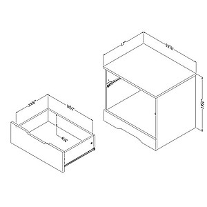 South Shore Trinity 1-Drawer Nightstand, Gray Oak with Cut-Out Handles