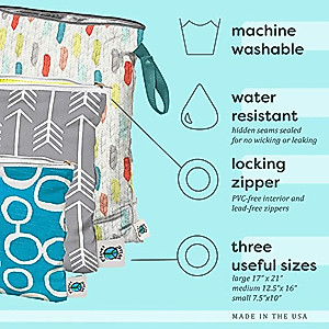 Planet Wise Prickly Cactus Medium Wet Bag | Reusable Wet Bag for Swimsuit, Dirty Diapers, Beach Trips, Or Even Muddy Shoes | Waterproof Wet Bag Keeps The Wetness and Odors Contained | Holds 8 Diapers