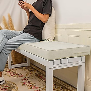ROFIELTY Bench Cushion Double Piping Bench Cushions for Indoor Furniture with Adjustable Straps Window Seat Cushions Indoor Piano Bench Cushions (45x18x3, Cream Color)