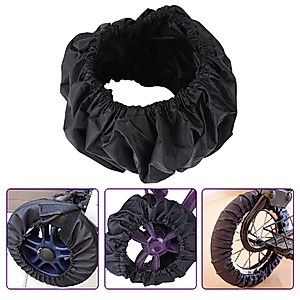 4Pcs Baby Stroller Wheel Cover, Infant Pram Stroller Wheel Protection Covers Black Dust Tire Cover(L)