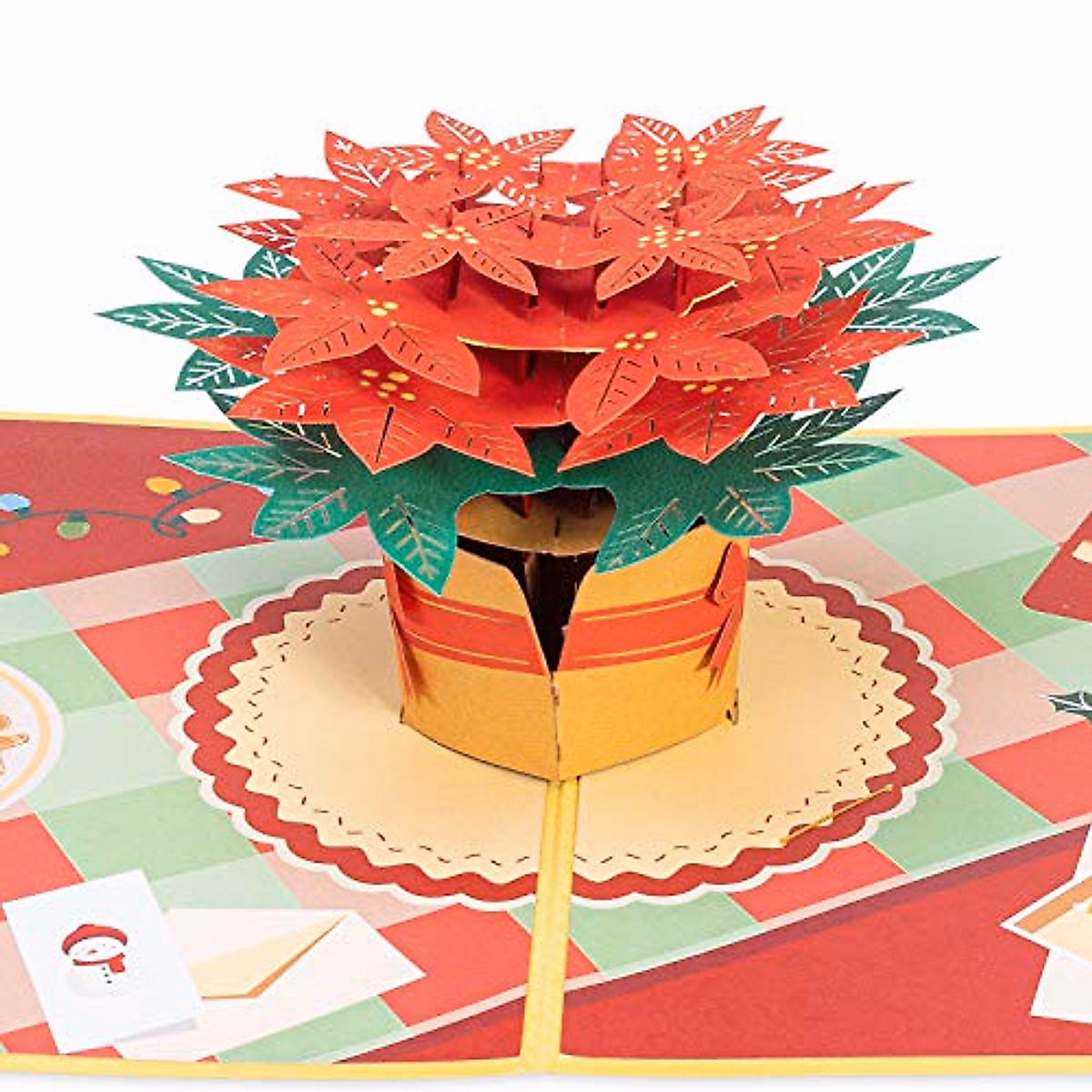Paper Love Poinsettia Christmas Flower Pop Up Card, Handmade 3D Popup Greeting Cards for Christmas, Holiday, Xmas Gift | 5" x 7"