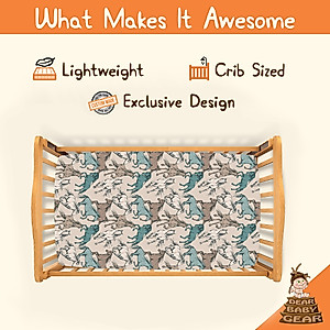 Dear Baby Gear Deluxe Crib Sheet Cotton Polyester Crib Sheets, Soft Machine-Washable Crib Mattress Sheet, Baby Bed Sheets - Tan Teal and Cream Horses on Natural Print, 52"x28"x10"