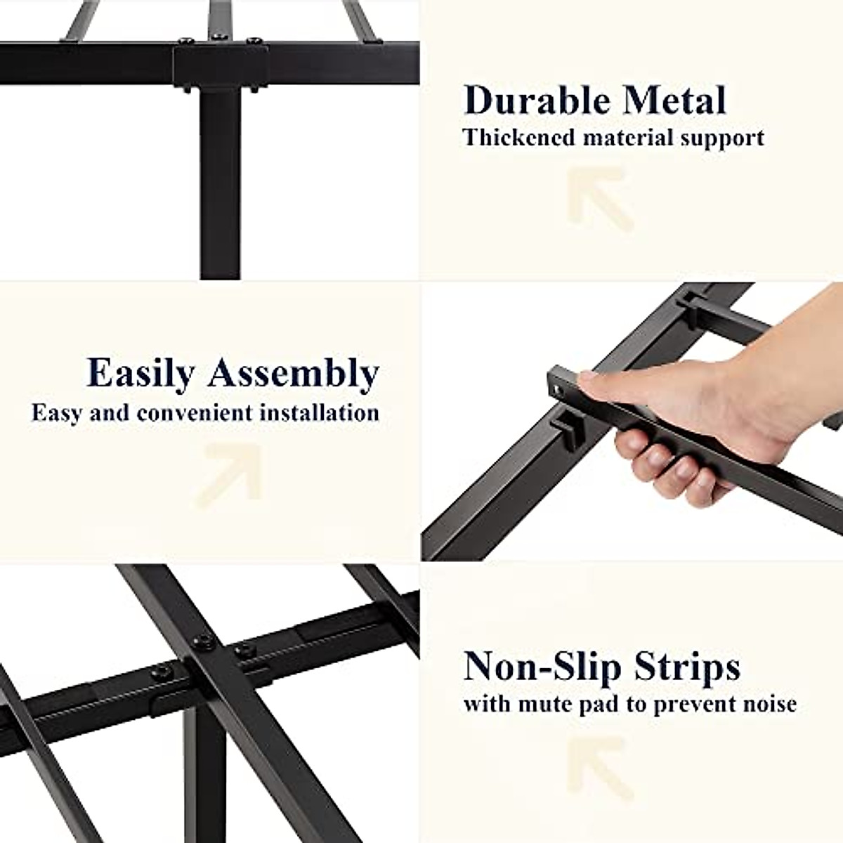 Allewie King Size Metal Platform Bed Frame with Victorian Style Wrought Iron-Art Headboard/Footboard, No Box Spring Required，Black