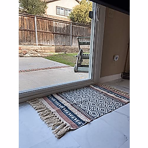 Beautifully 2'x3' Woven 3D Design Colorful Boho Cotton Small Area Fluffy Indoor Rugs for Living Room, Bedroom, Bathroom, Kitchen, Outdoor Picnic (Geometric 1)