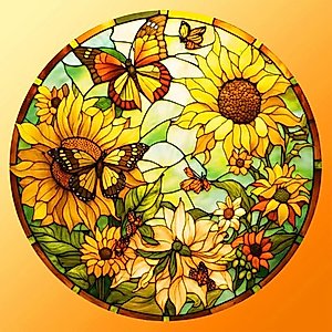 Stalente Diamond Painting Kits for Adults, 5D DIY Diamond Art Kits for Beginners Round Full Drill Diamond Painting for Home Wall Decoration Gift 12×12inch, Sunflower Butterfly