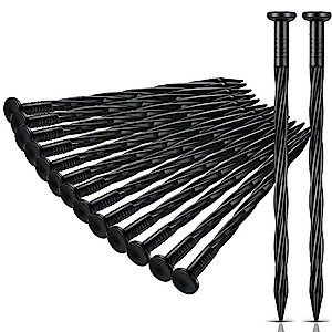 150 Pack 8 Inch Plastic Edging Nails Spiral Landscape Edging Stakes Anchoring Garden Spikes Ground Stakes Lawn Spikes for Paver Edging, Weed Barriers, Turf, House Construction(Black)