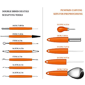 Halloween Pumpkin Carving Kit,12 Piece Professional Pumpkin Cutting Carving Supplies Tools for Adults Stainless Steel Lengthening And Thickening With Handbag,Pumpkin Sculpting Set