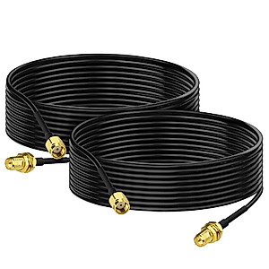 BINGFU WiFi Antenna Extension Cable 2-Pack RP-SMA Male to RP-SMA Female Bulkhead Mount RG174 Cable 3m 10 feet for WiFi Router Security IP Camera Wireless Network Card Adapter