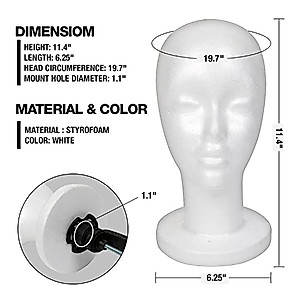 Studio Limited White Foam Mannequin Head Display, Styrofoam Wig Head (2 pack)